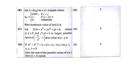 Exercise 3 Matching Type Problems From Vk Jaiswal Maths Chapter 17 Matrices For Class 12