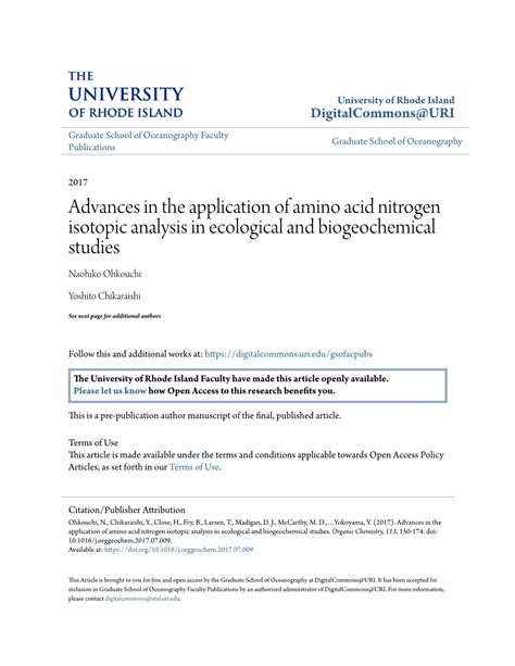 Advances In The Application Of Amino Acid Nitrogen Isotopic Analysis In Ecological And