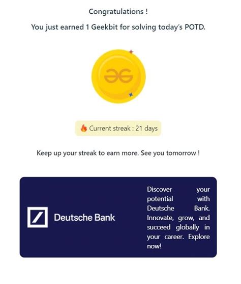 Day21 Geekstreak2024 Geeksforgeeks Geeksteak2024 Deutschebank Codingchallenge