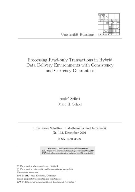 Pdf Processing Read Only Transactions In Hybrid Data Delivery Environments With Consistency