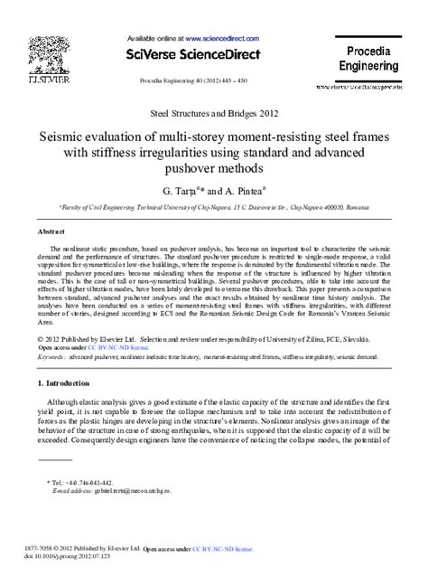 Pdf Seismic Evaluation Of Multi Storey Moment Resisting Steel Frames