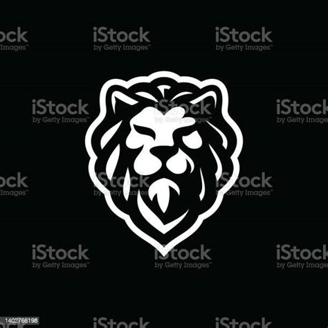 라이온 헤드 실루엣 로고 디자인 어두운 배경에 사자 머리 벡터 일러스트 레이 션 사자에 대한 스톡 벡터 아트 및 기타 이미지