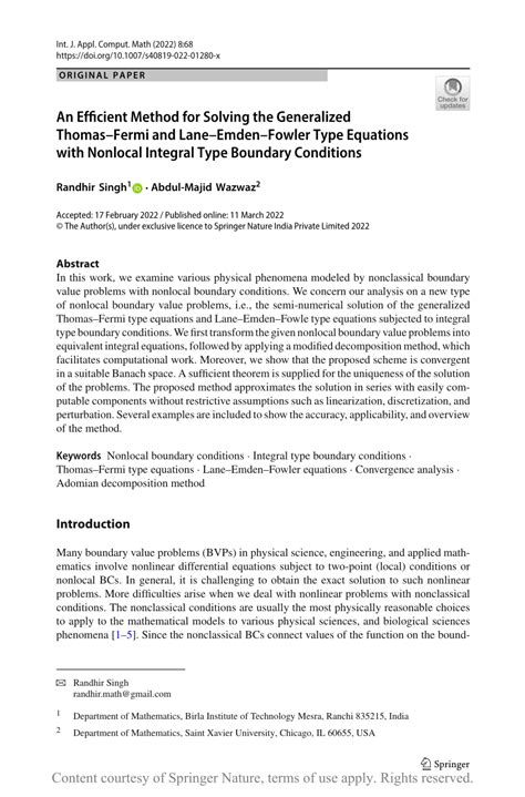 An Efficient Method For Solving The Generalized Thomasfermi And Laneemdenfowler Type