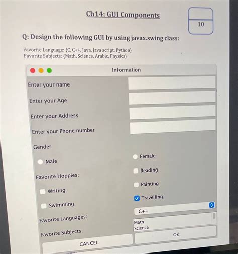 Solved Ch14 Gui Componentsq Design The Following Gui By