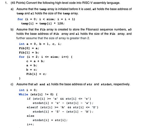 Solved 1 45 Points Convert The Following High Level Code