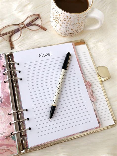 Notes Page Printable Classic Planner Insert Pink Bows Twinkle Toes Classic Planner Pink