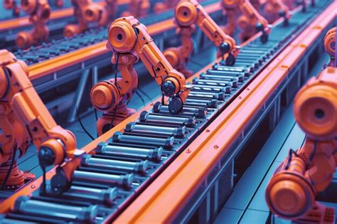 Futuristic Robotic Arms On Assembly Line Premium Ai Generated Image