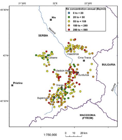 Spatial Estimate Of Annual Average Radon Concentration In 207 Schools