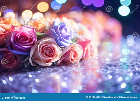 Flower Background With Bokeh Lights Generative Ai Stock Illustration Illustration Of