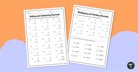 Decimal Operations Worksheet Teach Starter Worksheets Library