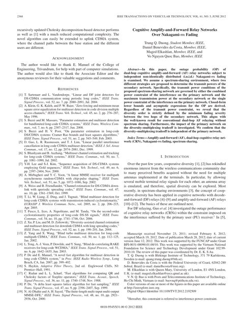 Pdf Cognitive Amplify And Forward Relay Networks Over Nakagami Fading