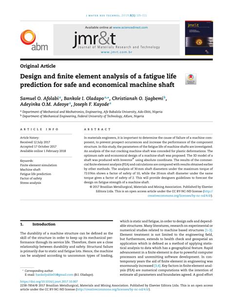 Pdf Design And Finite Element Analysis Of A Fatigue Life Prediction
