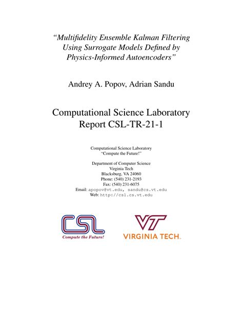 Pdf Multifidelity Ensemble Kalman Filtering Using Surrogate Models Defined By Physics Informed