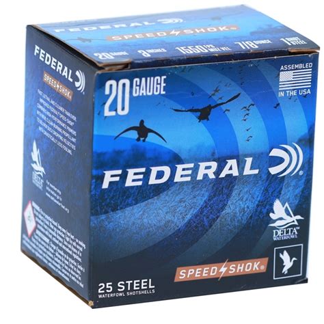 Federal Speed Shok Waterfowl Steel 20 Gauge Ammo 3 78 Oz 1 Steel 250