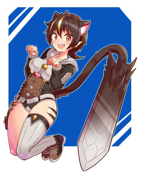Rule 34 Amber Eyes Black Hair Cat Ears Cat Tail Catgirl Cougar1404