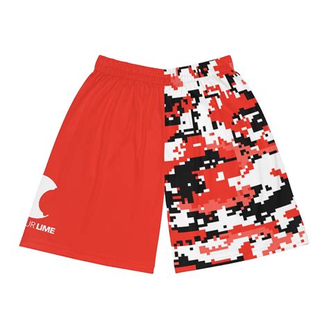 8 Bit Camo Red Basketball Shorts Contour Lime Apparel