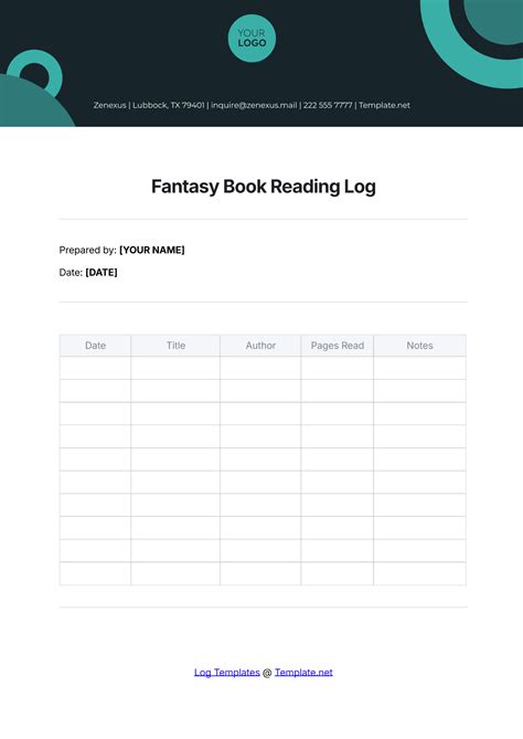 Free Reading Log Templates Editable And Printable