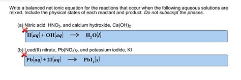 Solved Write A Balanced Net Ionic Equation For The Reactions Chegg