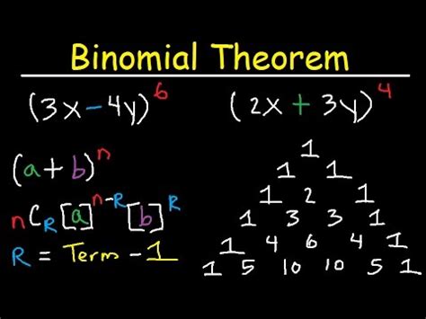 Binomial Theorem Expansion Pascal S Triangle Finding Terms Coefficients Combinations