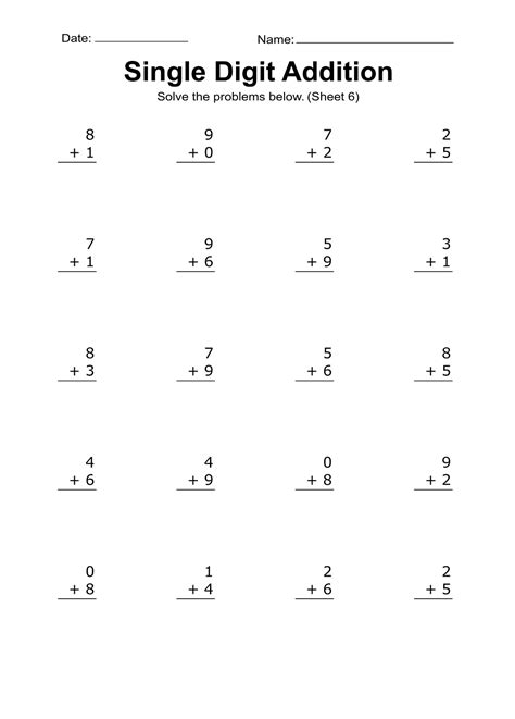 Simple Single Digit Addition Worksheet Download And Print Now