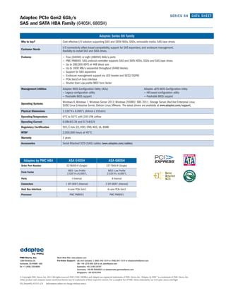 Adaptec By PMC Series 6H Host Bus Adapters Datasheet PDF