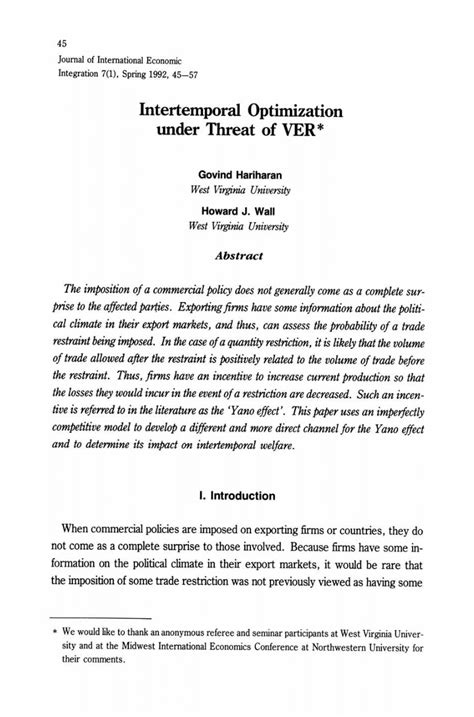 Pdf Intertemporal Optimization Under Threat Of Ver