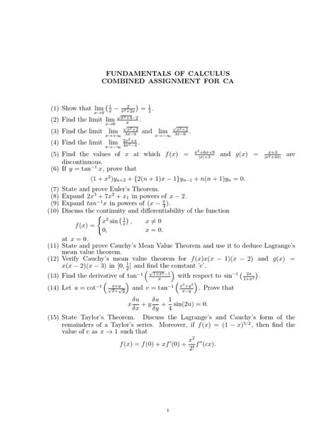 Calculus Assignment Pdf Mathematical Concepts Mathematical Objects