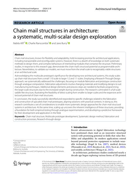 Pdf Chain Mail Structures In Architecture A Systematic Multi Scalar