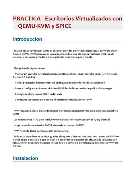 Practica Escritorios Virtualizados Con Qemu Kvm Y Spice Pdf Distribución De Linux V Mware