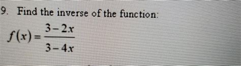 Solved Find The Inverse Of The Function F X Chegg Com