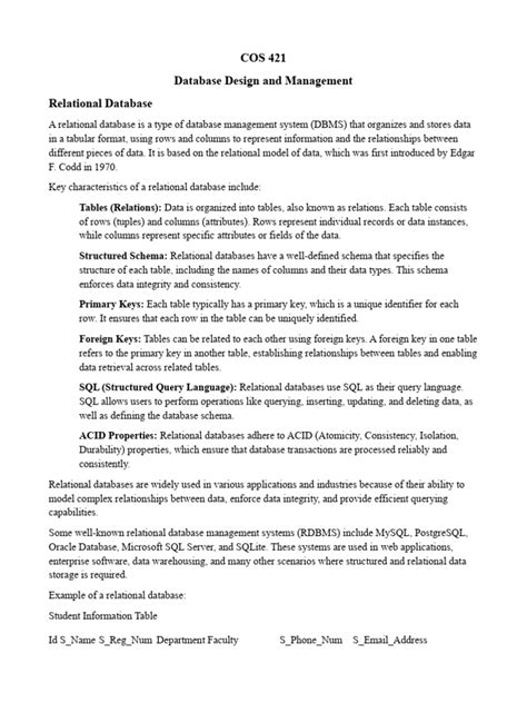 Databse 421 Pdf Relational Model Relational Database
