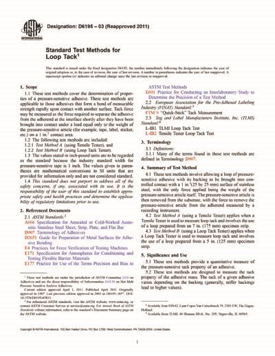ASTM D6195 03 Standard Test Methods For Loop Tack
