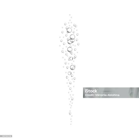 스트리밍 산소 거품 탄산수 탄산수 소다 레모네이드 샴페인 맥주 및 기타 탄산 음료와 같은 탄산 음료의 이산화탄소 효과 벡터 사실적인 그림 검은색에 대한 스톡 벡터 아트 및