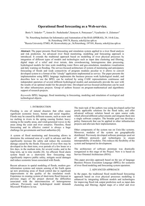 Pdf Operational Flood Forecasting As A Web Service