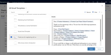 Email Template Selection Enhancement Within Microsoft Dynamics 365 Crm Microsoft Dynamics 365