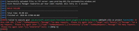 Get Status Code 429 Toomanyrequests When Deploy Timertrigger · Issue 177 · Microsoftazure