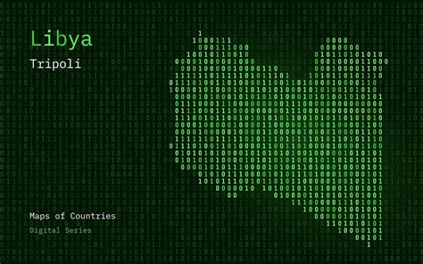 Libya Map Shown In Binary Code Pattern Matrix Numbers Zero One