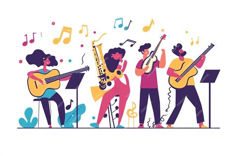 Group Of People Playing Musical Instruments Premium Ai Generated Vector