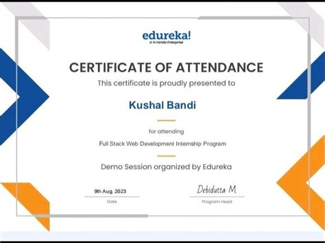 bandi kushal on linkedin edureka fullstackdeveloper internship