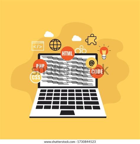 Web Development Concept Programming Coding Laptop Stock Vector Royalty