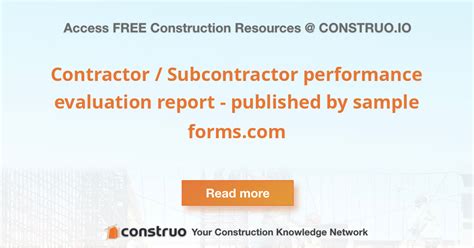 Contractor Subcontractor Performance Evaluation Report Published By