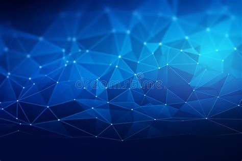 Abstract Blue Polygonal Background With Connecting Dots And Lines Ai Generated Stock