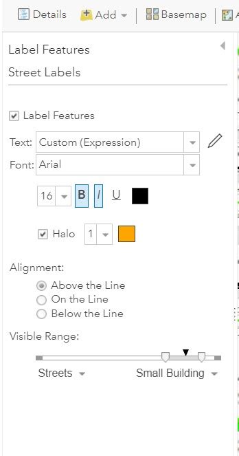offsetting text labels for line features in map vi esri community