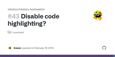 Disable Code Highlighting · Issue 43 · Mkdocs Mkdocs Bootswatch · Github