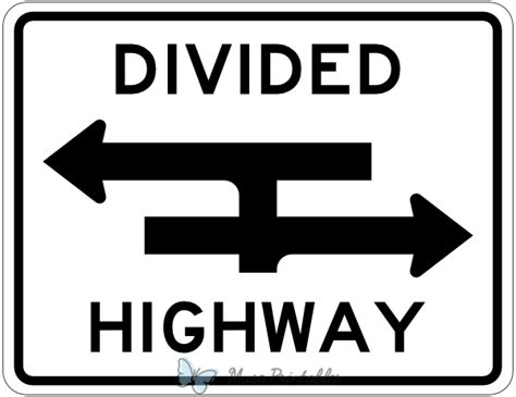 Printable Divided Highway T Intersection Sign