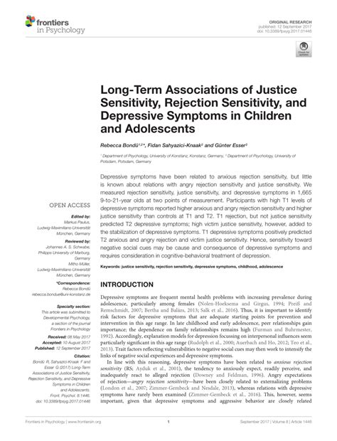 Pdf Long Term Associations Of Justice Sensitivity Rejection