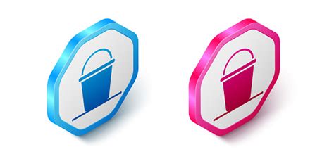 흰색 배경에 격리된 등색 버킷 아이콘입니다 육각 버튼 벡터 3차원 형태에 대한 스톡 벡터 아트 및 기타 이미지 3차원 형태 가사 집안일 가정 생활 Istock