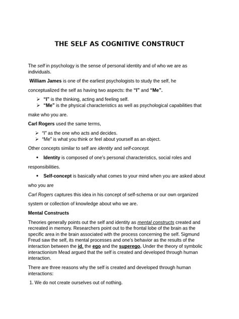 The Self As Cognitive Construct Group1 Pdf
