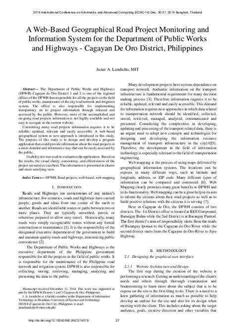 Pdf A Web Based Geographical Road Project Monitoring And Information System For The Department