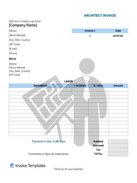 Architect Invoice Template Pdf